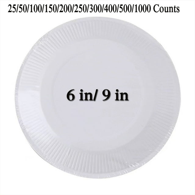 6/9-Inch Paper Plates Uncoated, Disposable Dessert Plates Paper Plate ...