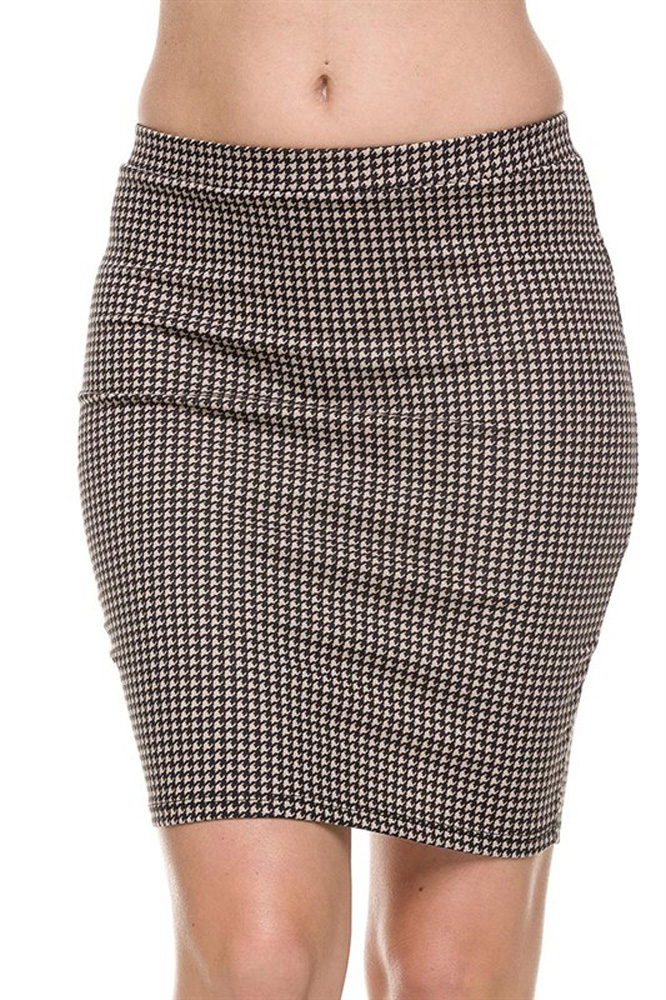 Straight Pencil Houndstooth Print Bodycon Knit Mini Skirt - Walmart.com