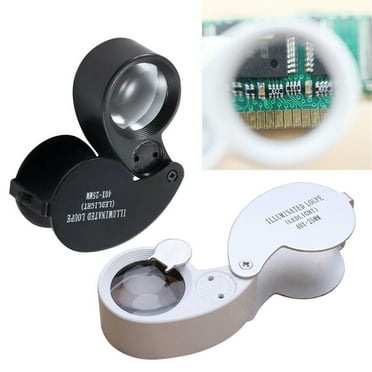 40X Illuminated Jewelry Loop Magnifier, Pocket Folding Magnifying Glass ...