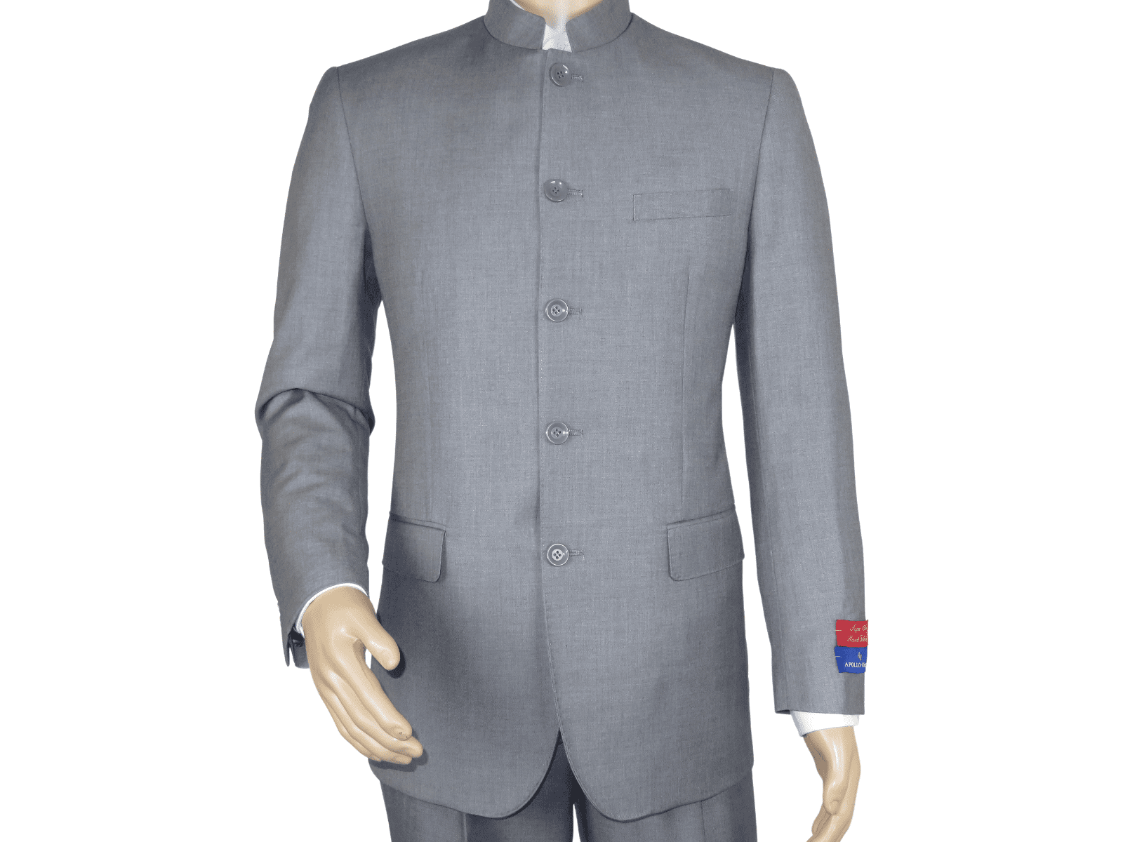 Men Apollo King Banded Collarless suit Mandarin 5 Button Wide leg M5-3 ...