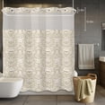 No Hook Shower Curtain with Snap in Liner, Mid Century Vintage Floral ...