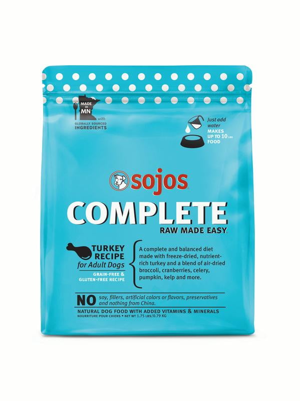 Sojos Complete Turkey Recipe Adult Grain-Free Freeze-Dried Raw Dog Food ...