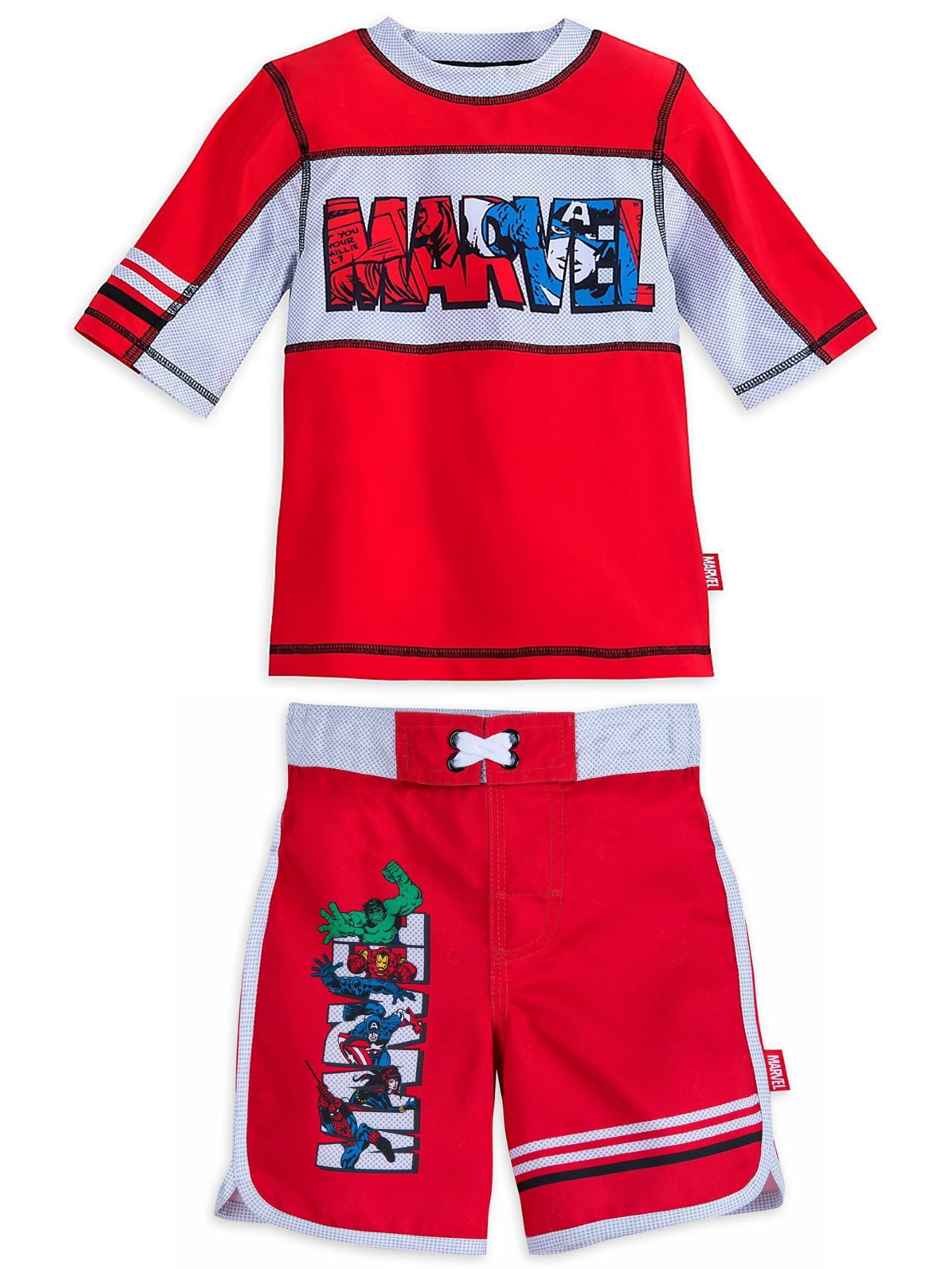 Marvel Avengers Boys' Rash Guard and Swim Trunks Set, Sizes 4-7 ...