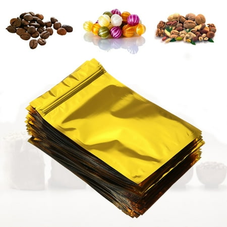 20x12CM 100pc Gold Aluminum Foil Repacking Bags Zip Lock Mylar Pouch ...