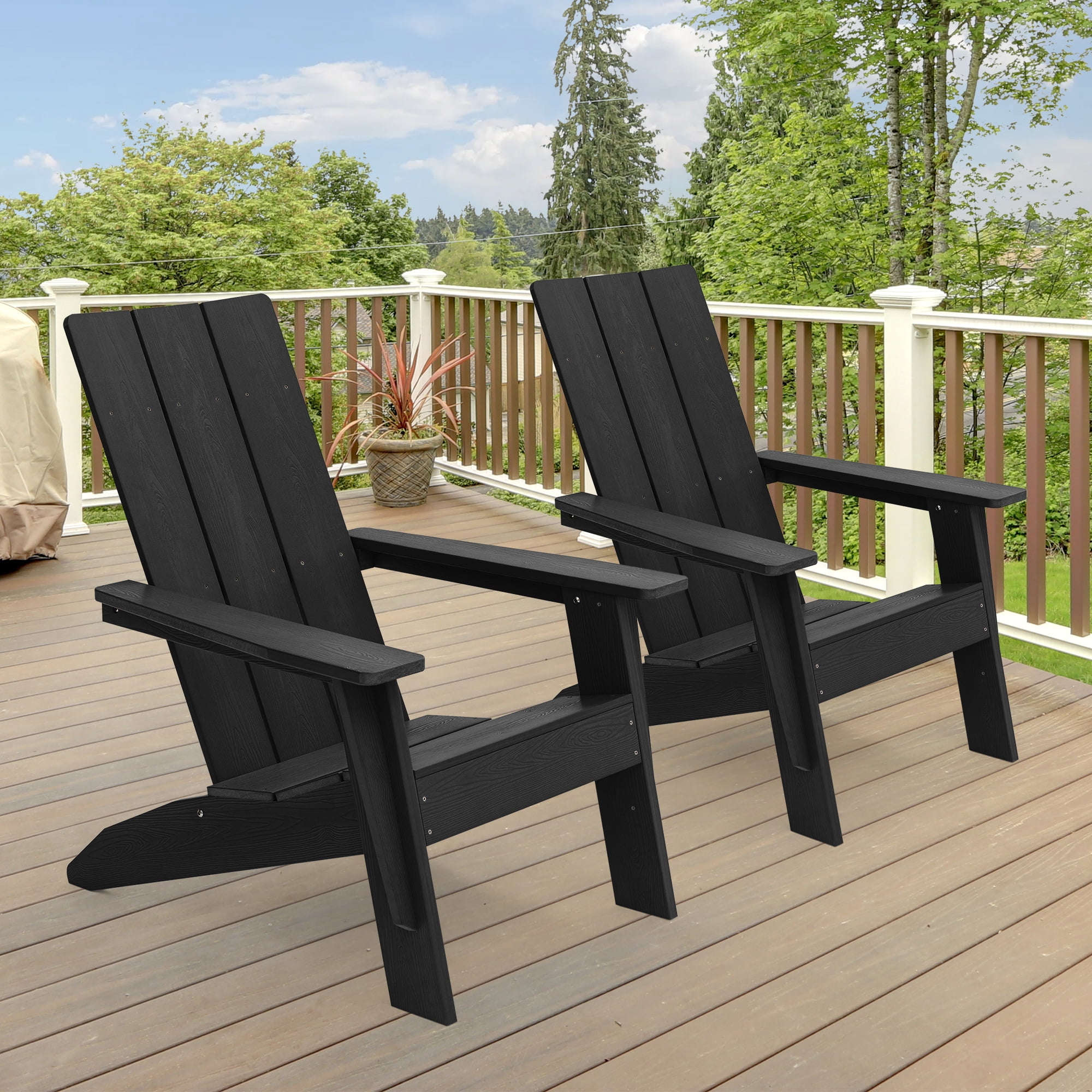 CHYVARY 2 Peaks Outdoor Patio Adirondack Chairs Plastic Weather ...