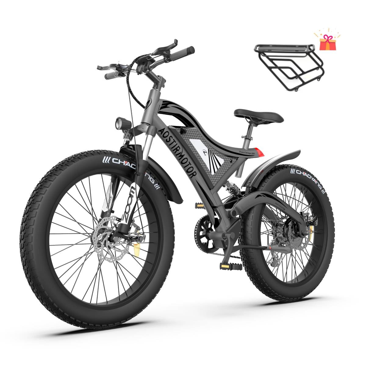 Aostirmotor Electric Mountain Bike 750W 48V15Ah Removable Lithium Battery, Fat Tire Ebike 26×4.0 ...