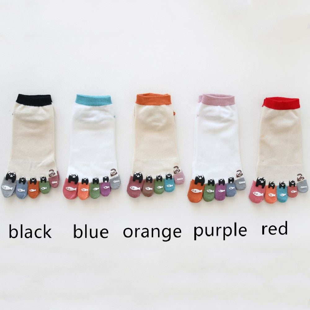 One Size Toe Socks For Women Five Finger Socks Cartoon Pictures Socks Toe Socks Women Five Toe