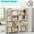 MIDOQIN 5 Tier Bookshelf, Modern Industrial Metal & Wood Bookcase, Tall ...