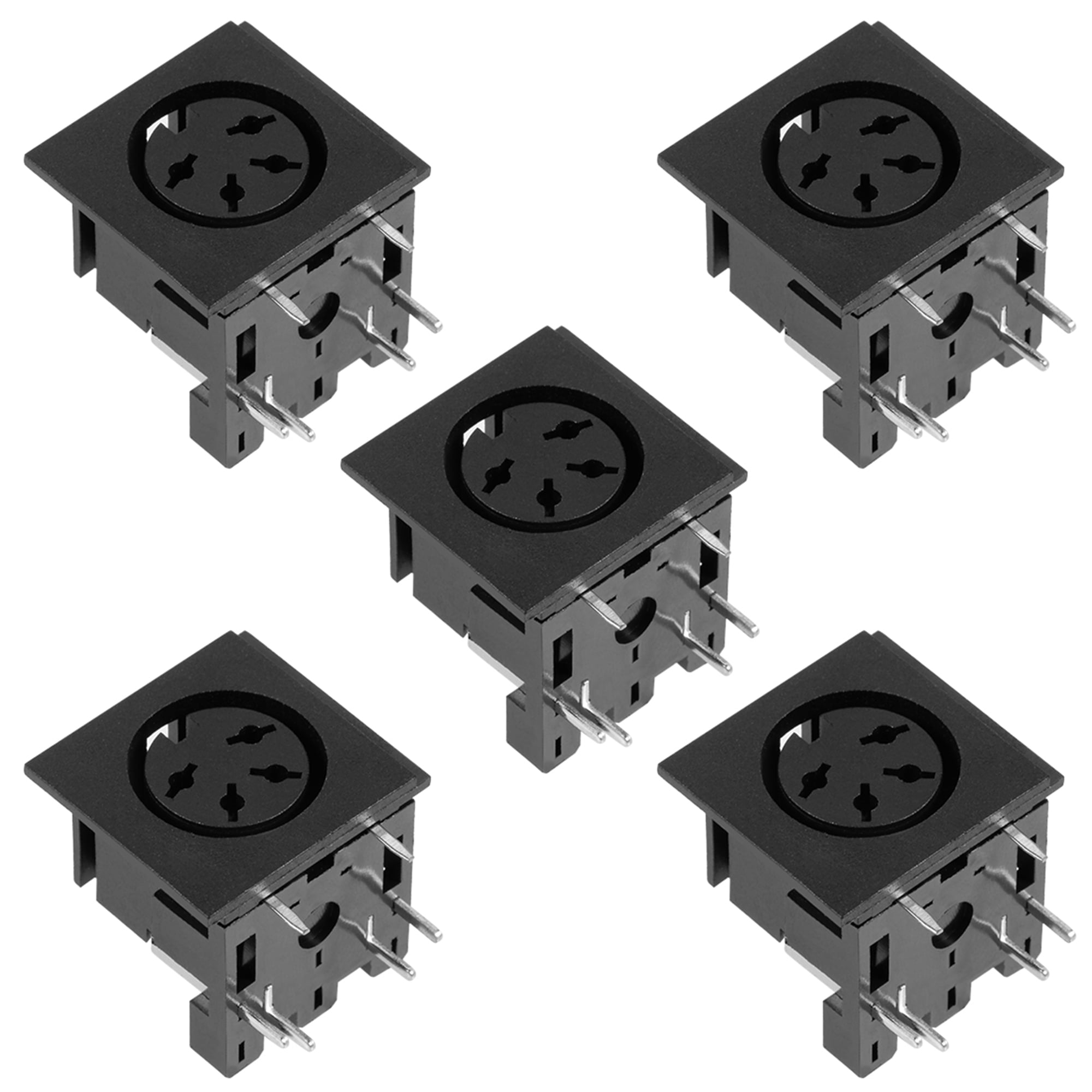 S-video PCB Mount 4 Pin Din Socket Video Connector 90 Degree Black 5Pcs ...