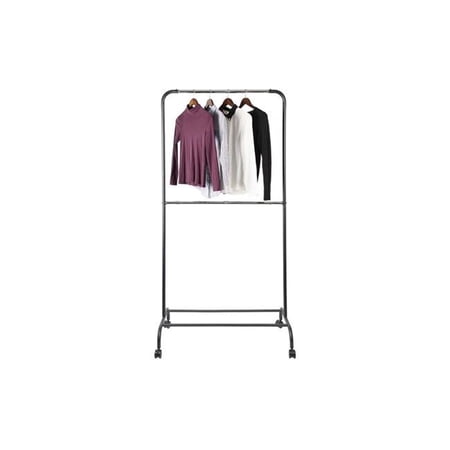 37.5 in. 2 Tier Double Bar Garment Rack, Chrome & Black | Walmart Canada