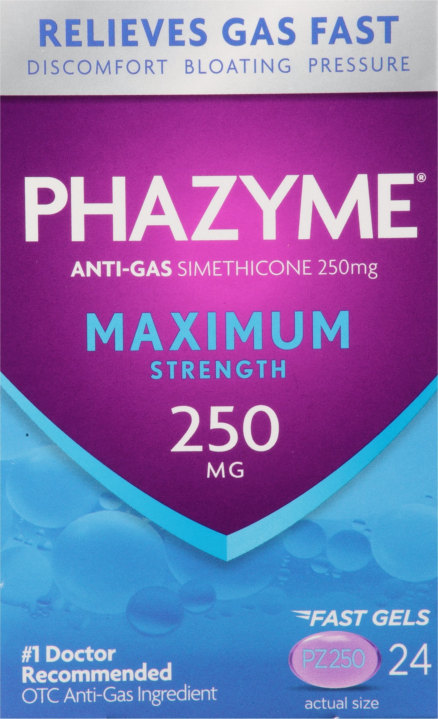 Phazyme maximum strength gas relief 250 mg softgels, 24 ct