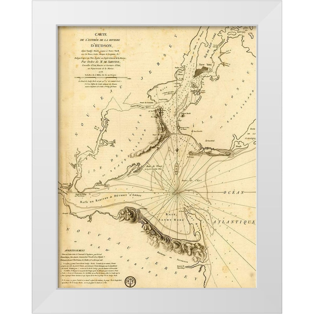 Vintage Maps 12x14 White Modern Wood Framed Museum Art Print Titled ...