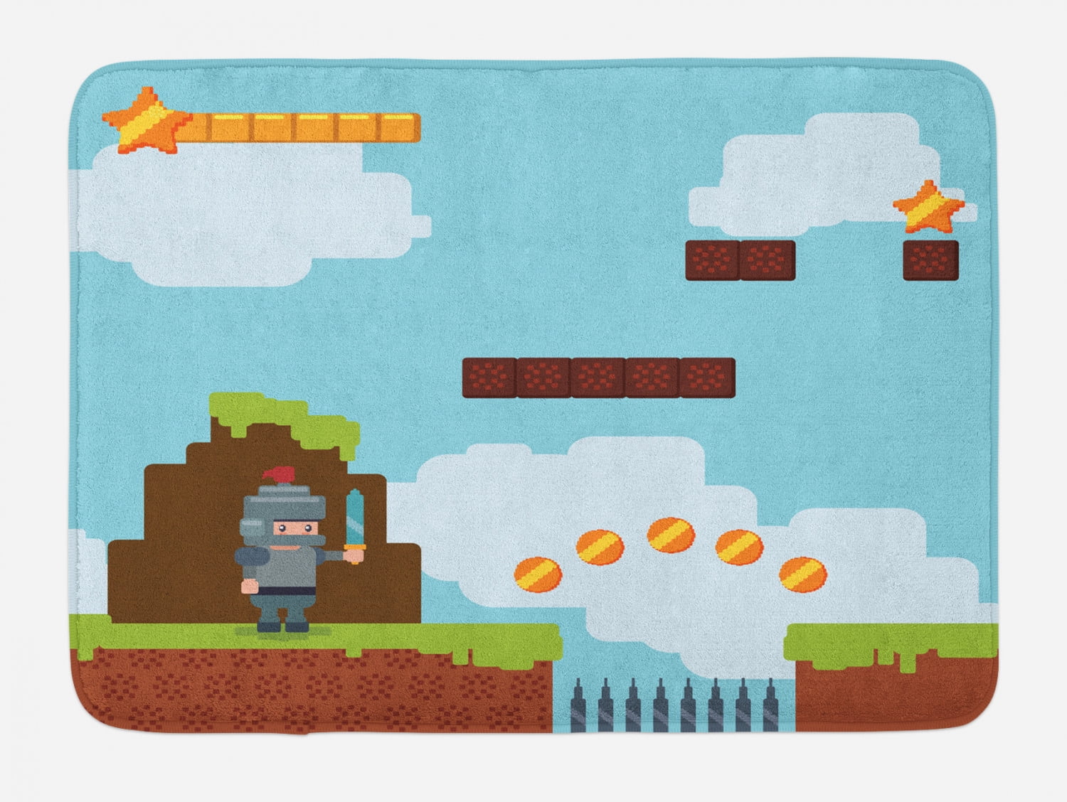 Video Games Bath Mat, Arcade World Kids 90's Fun Theme Knight with ...