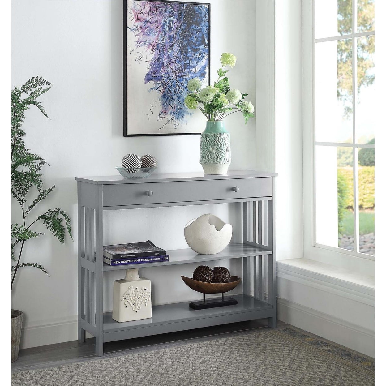 Mission 1 Drawer Console Table, Gray - Walmart.com