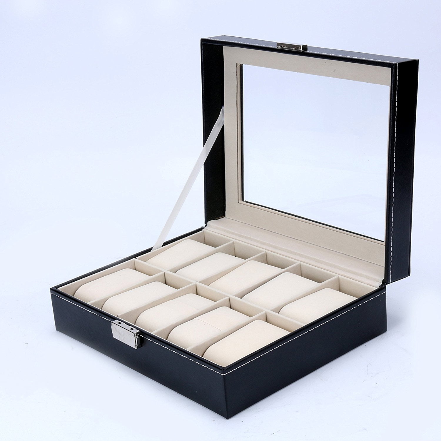 Zimtown 10 Slot Men Watch Organizer Box Leather Watch Storage Case ...