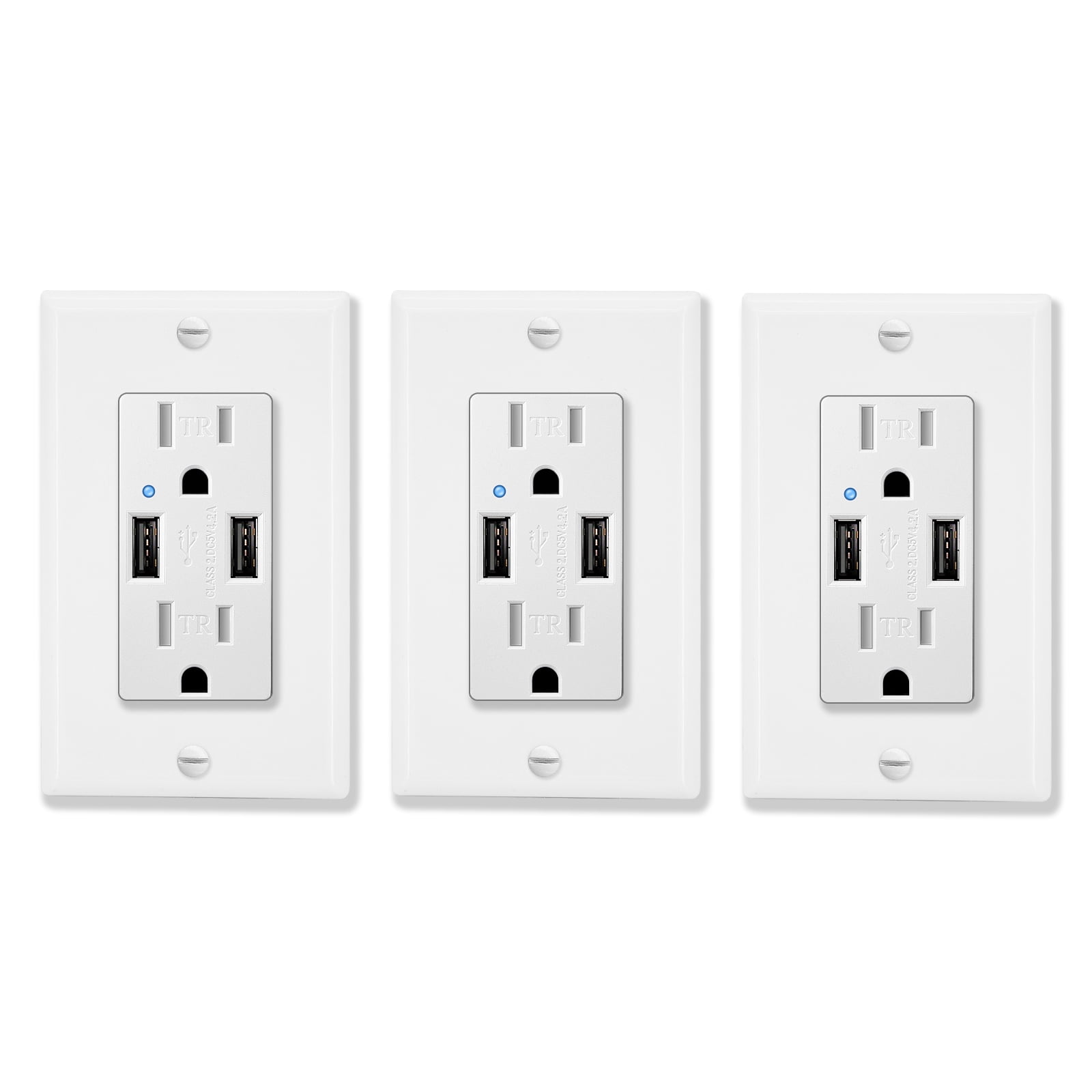 GREENCYCLE 4.2A USB Receptacle Outlet with Dual USB Charging Ports and ...