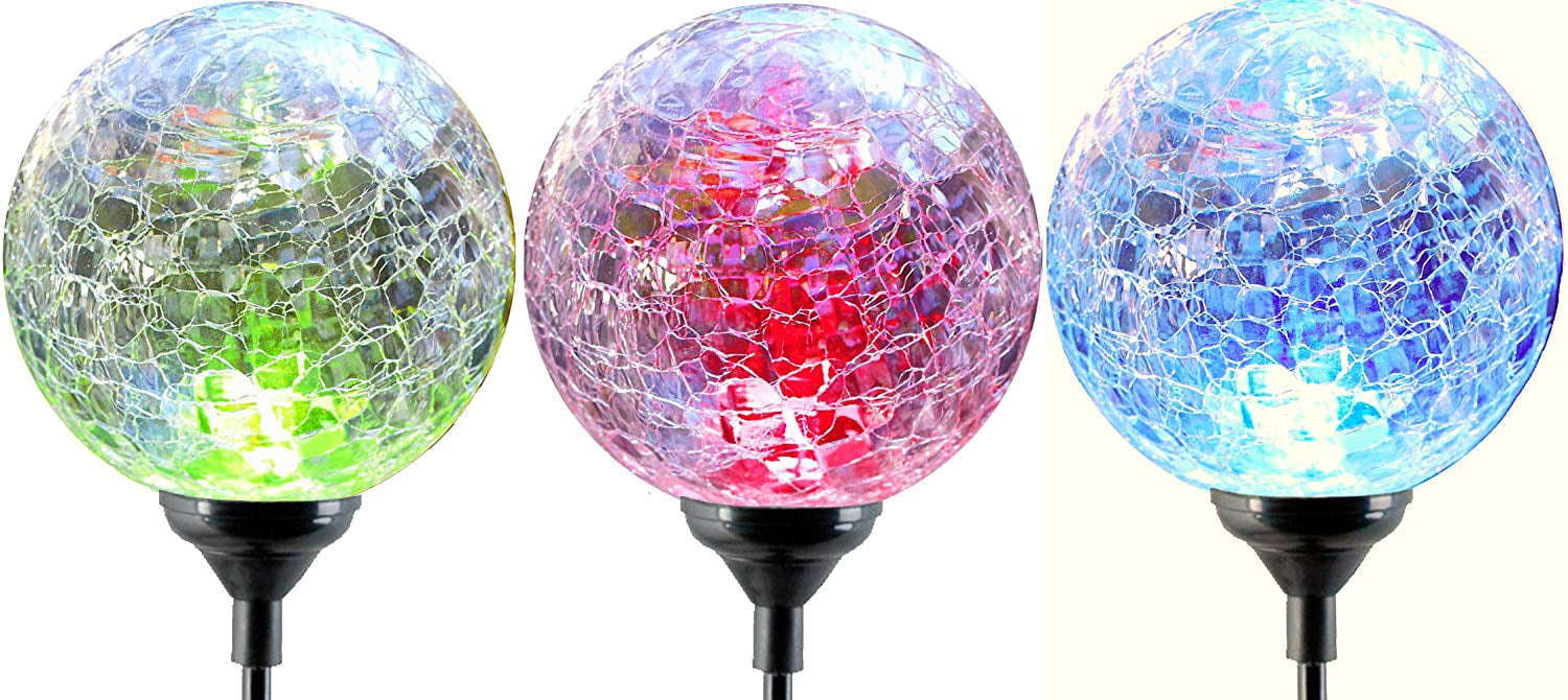 Moonrays 91251 Color Changing LED Solar Path Lights In Glass Ball ...