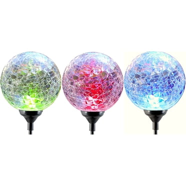 Solar Crackle Ball With Color Changing LED Stake - Display of 16 ...