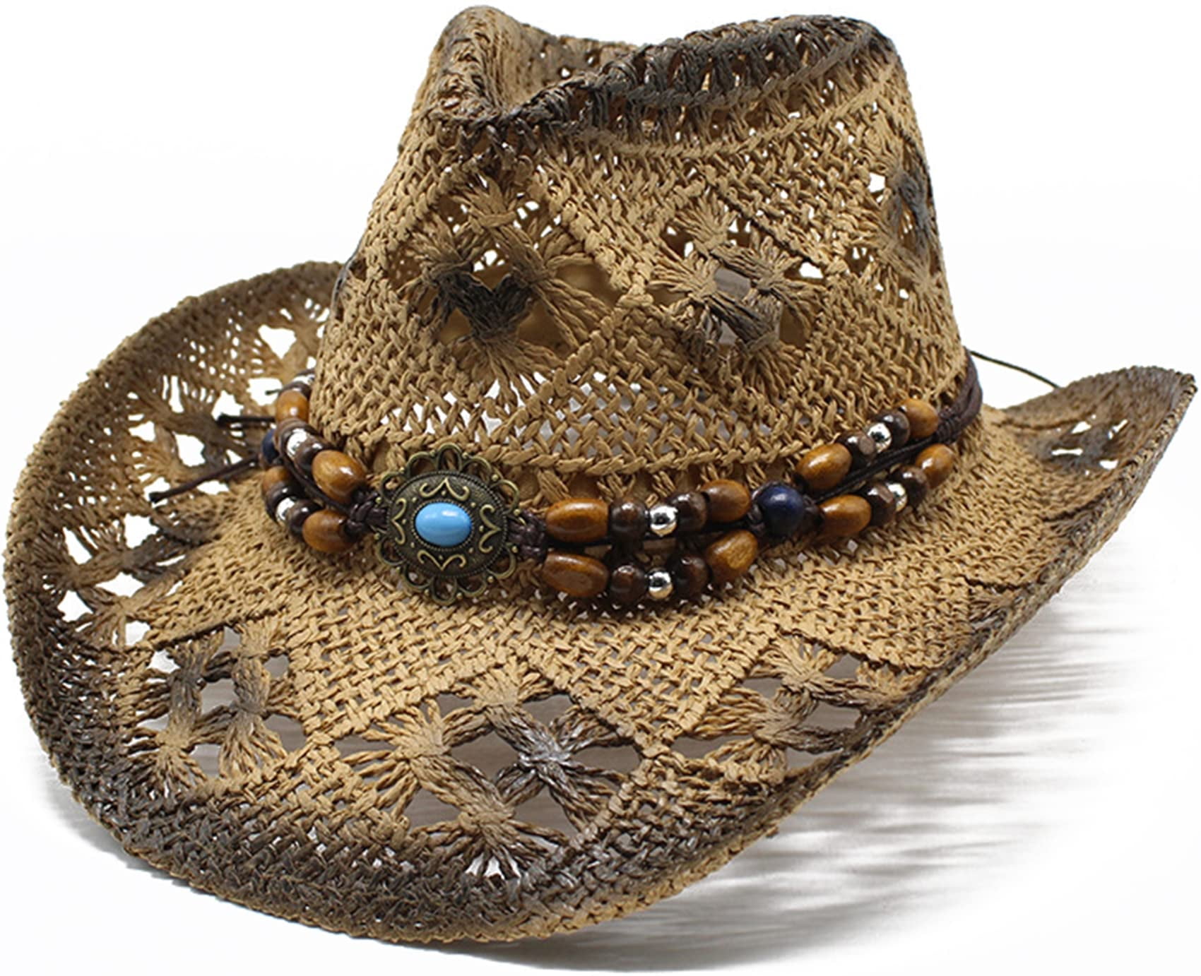 Tancuzo Western Cowboy Straw Hat Vintage Beach Men & Women's Woven ...