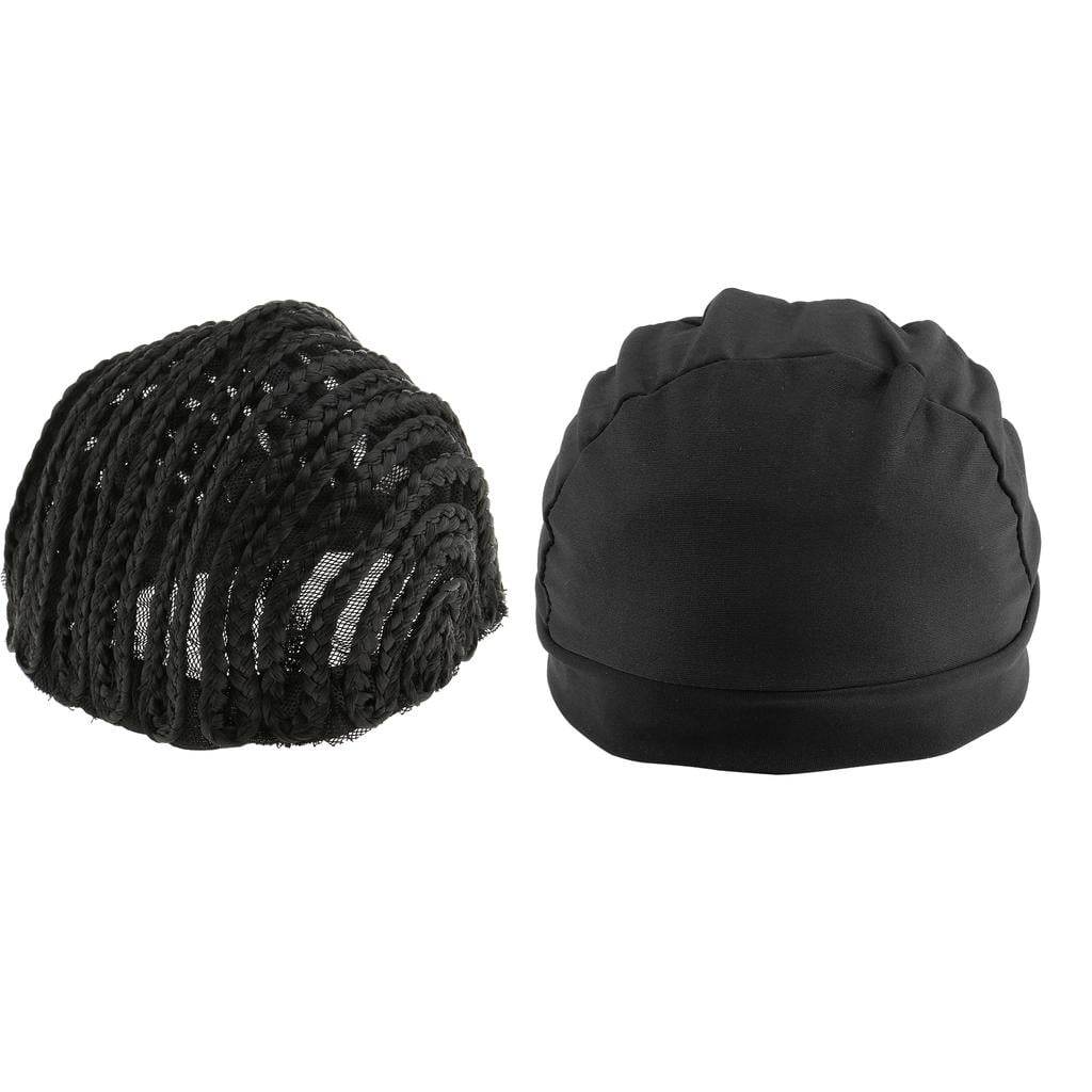 Gorro de peluca trenzada Sunnimix 2 Piezas Negro Elástico profesional ...