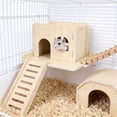 2 Pcs Wooden Hamster Hideout House with Chew Toy, Natural Solid Wood ...