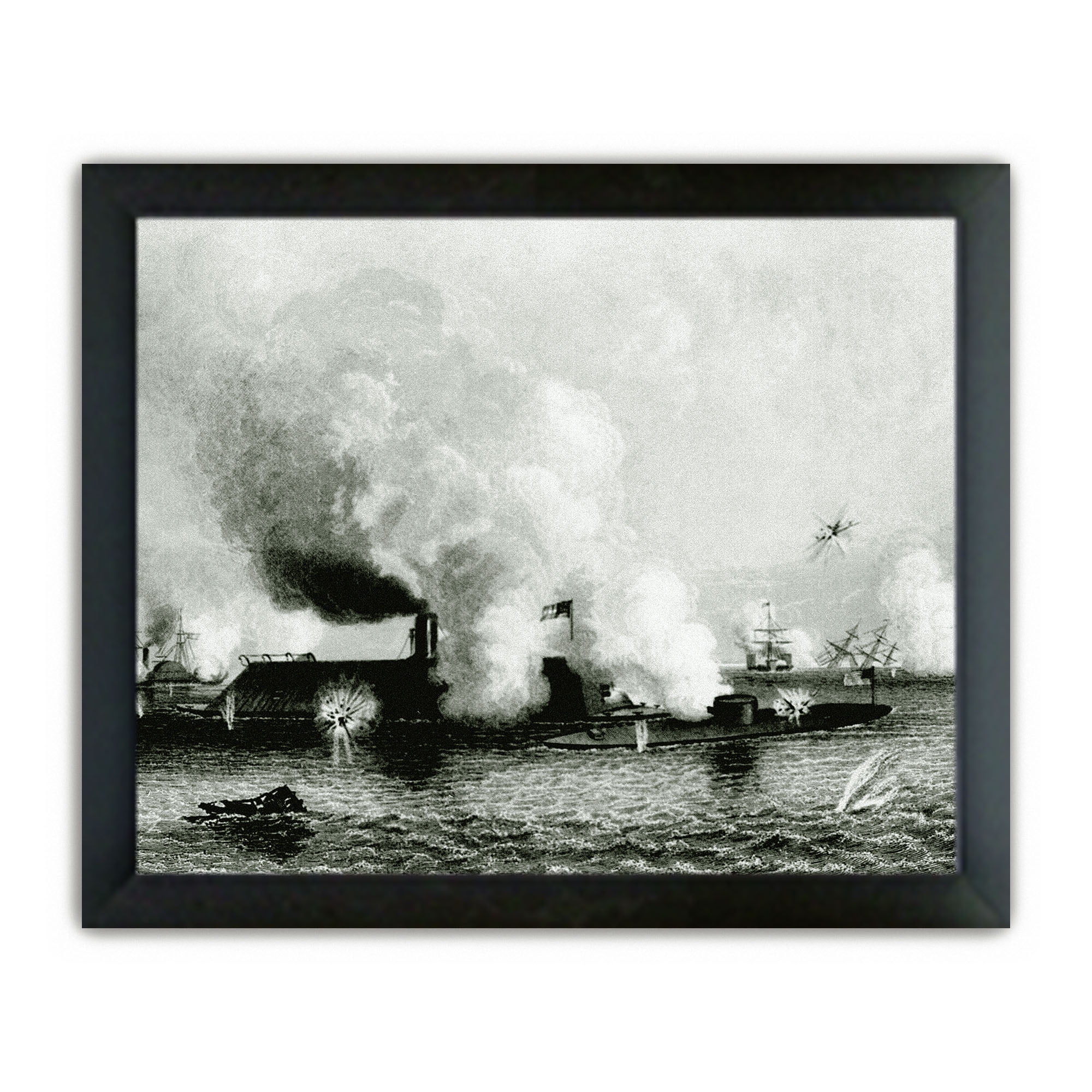CSS Virginia vs_USS Monitor (#18) 18"x22" Framed Photo (Finished Size ...