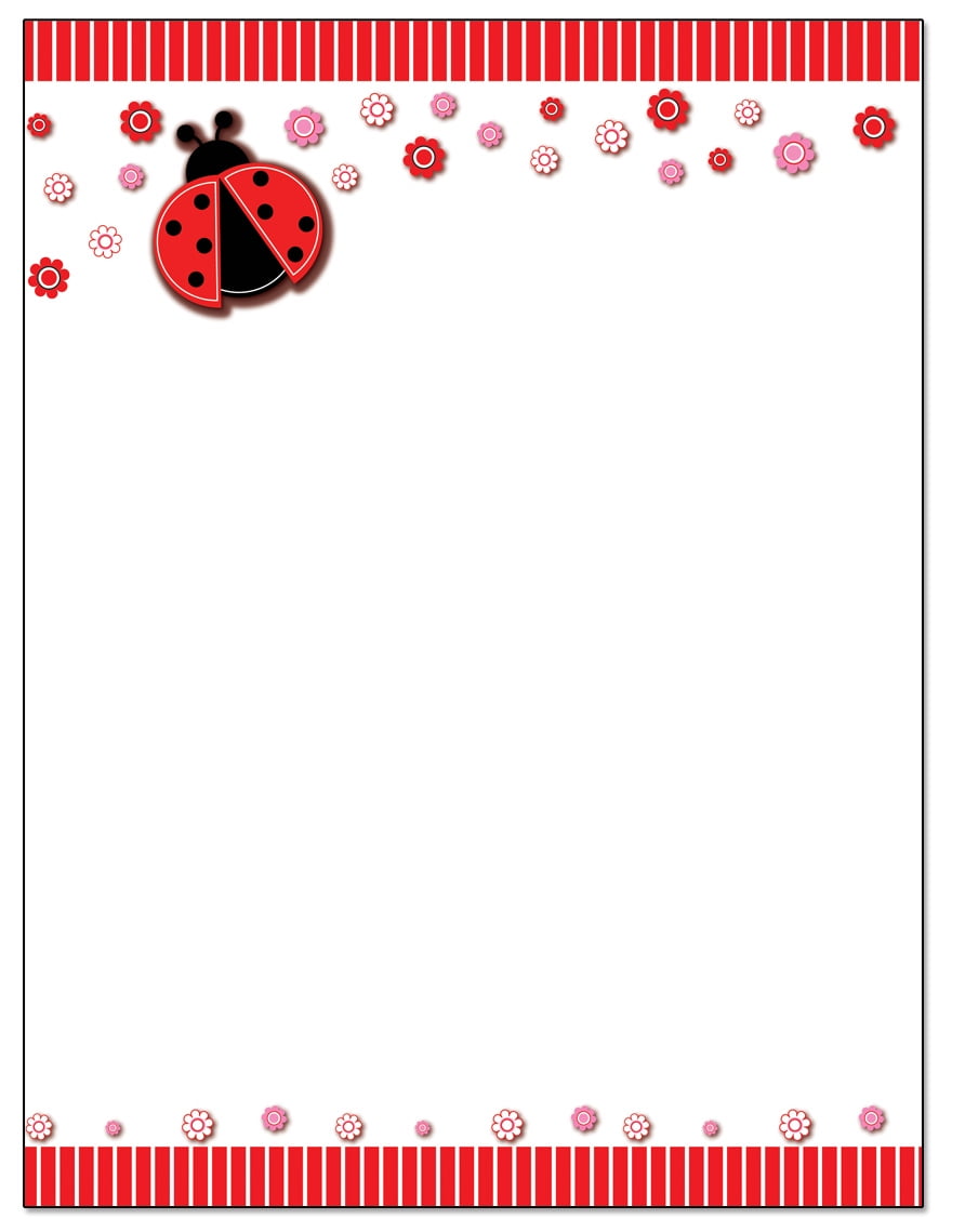 Ladybug Theme Letterhead Stationery - 60 Sheets Per stationery Pack ...