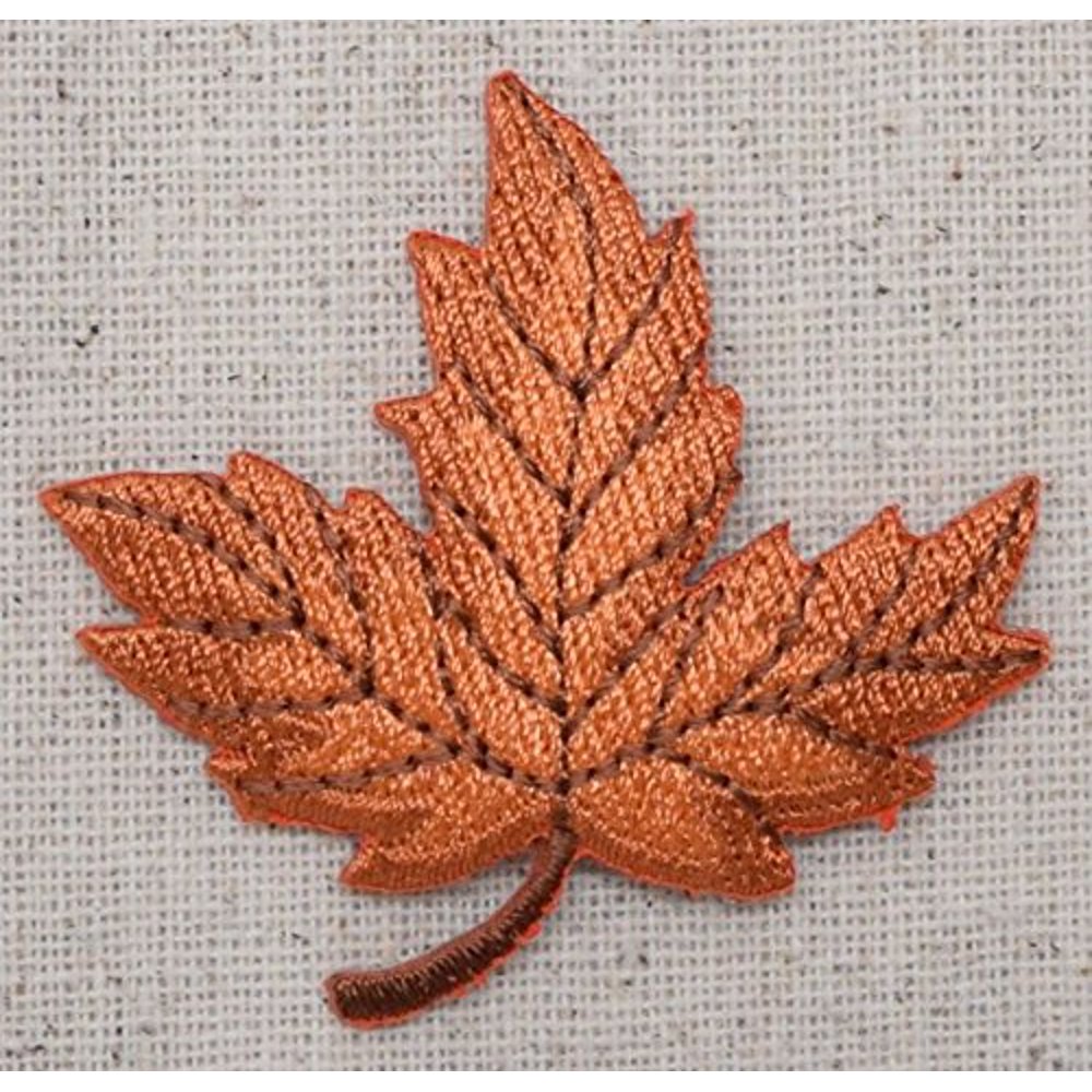 Fall Leaf - Burnt Orange - Iron on Applique - Embroidered Patch ...