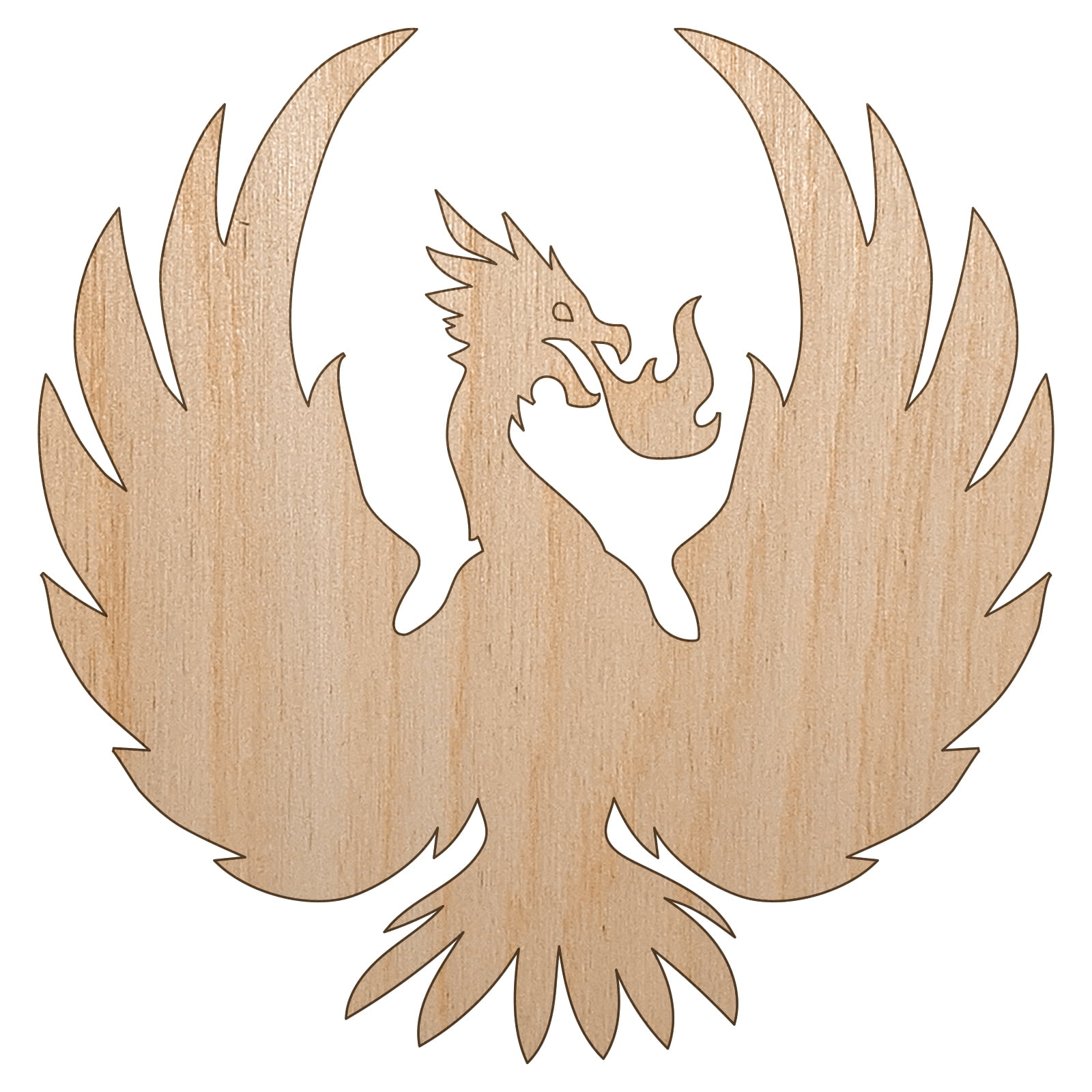 Fire Phoenix Bird Rising Wood Shape Unfinished Piece Cutout Craft DIY ...
