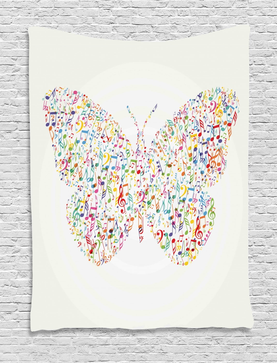 Music Note Tapestry, Creative Butterfly Shape Formed with Energetic ...