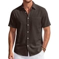 Mens Linen Shirt Short Sleeve Wrinkle Free Casual Untucked Button Down ...