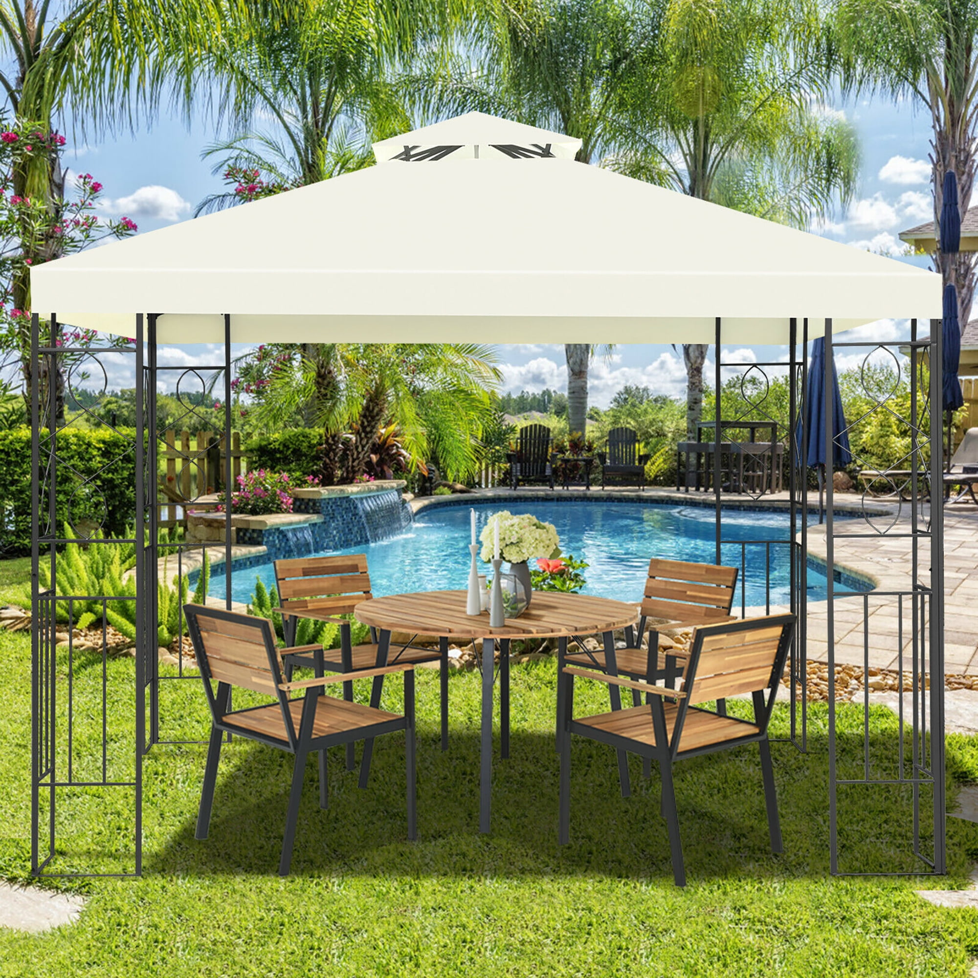 Click here for Costway 2 Tier 10x10 Patio Gazebo Canopy Tent Stee... prices