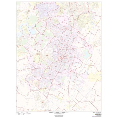 Austin, Texas Zip Codes - 36" x 48" Matte Plastic Wall Map | Walmart Canada