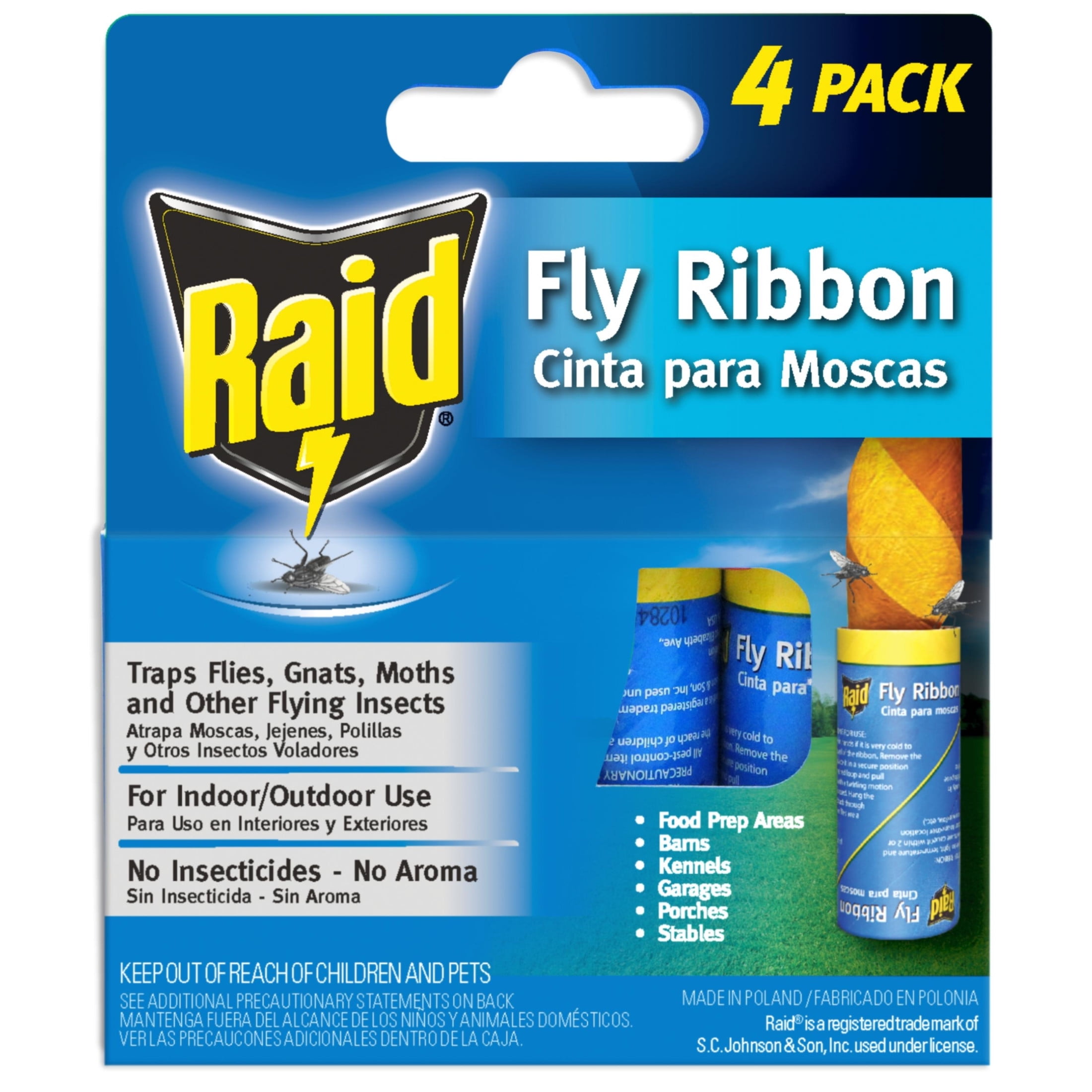 Raid Fly Ribbons, Fly Traps, Effective for Kitchen and Food Prep Areas ...
