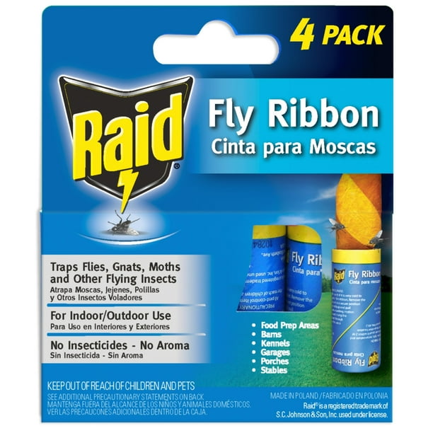 Raid Fly Ribbons, Fly Traps, Effective for Kitchen and Food Prep Areas ...