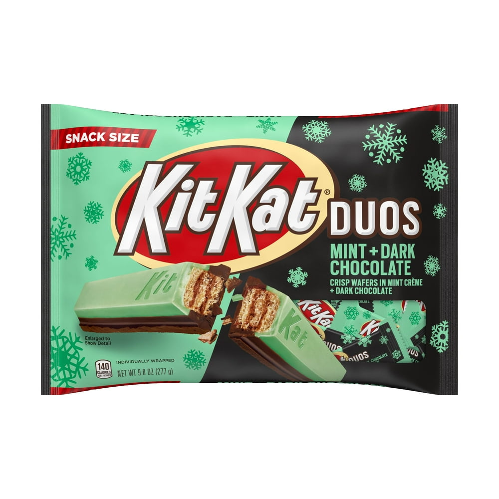 Kit Kat Duos Mint + Dark Chocolate Wafer Candy Holiday Bag, 9.8 Oz ...