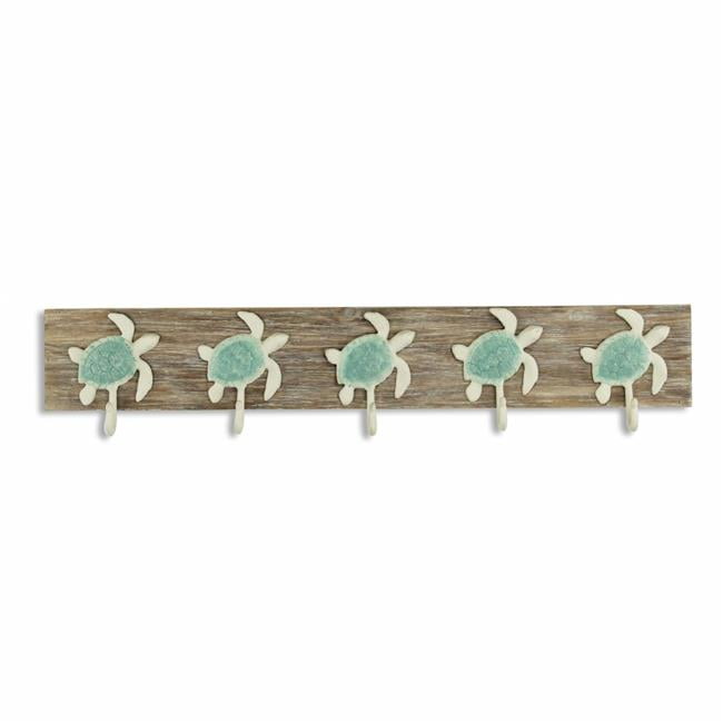HomeRoots 401803 Coastal Sea Turtle Five Hook Coat Hanger, Brown ...