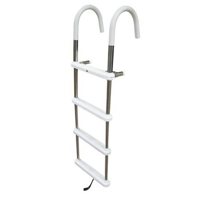 JIF Marine 4-Step Telescoping Gunwale Hook Boat Ladder Stainless 317 ...