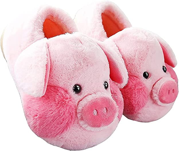 Fluffy Adult Pig Slippers winter warm Cartoon Pig shoes Home fuzzy ...