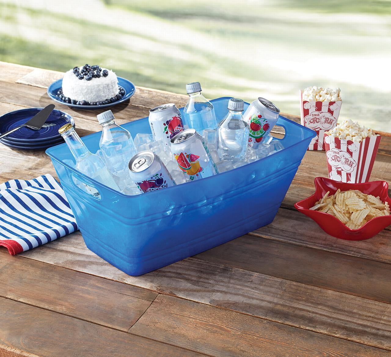 Mainstays Plastic PP 20" Rectangular Party Tub - Blue Color - Walmart.com