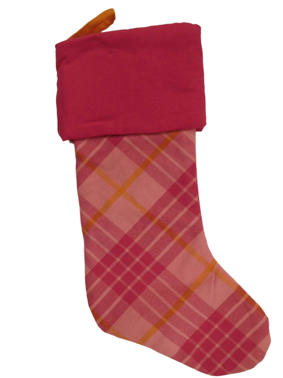 Pink Plaid Christmas Holiday Stocking - Walmart.com