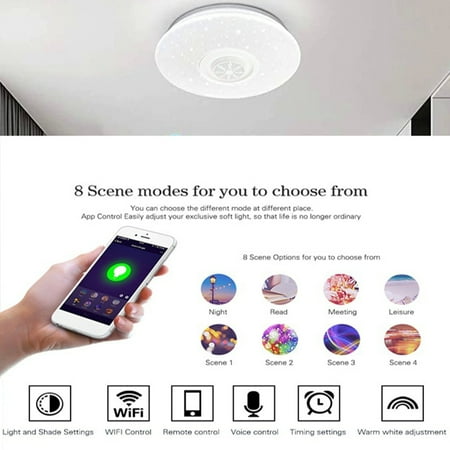 LED Ceiling Light 60W Smart Remote RGB LED ceiling light; Control Round ...