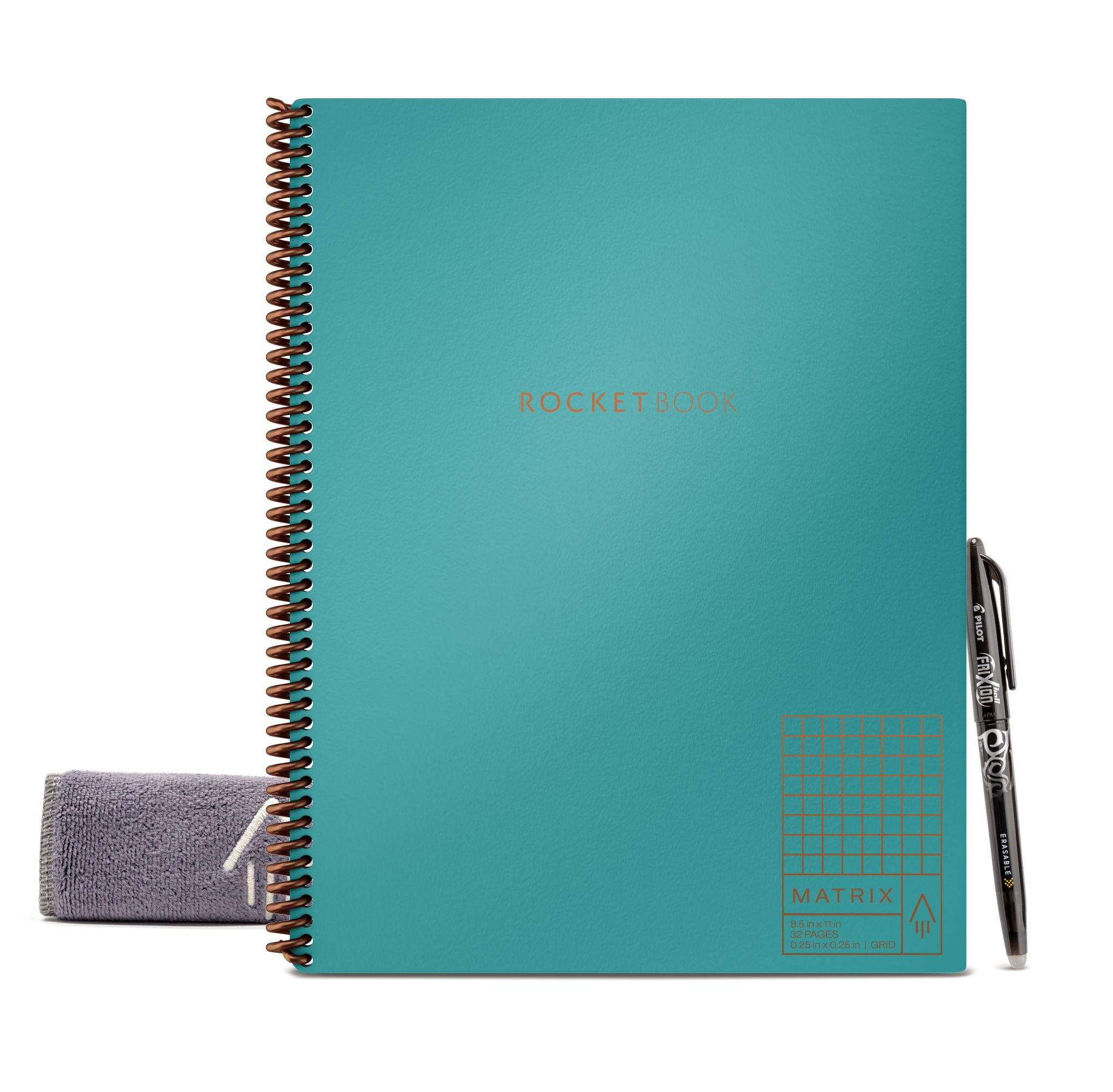 Rocketbook Matrix Smart Reusable Ans Sustainable Smart Spiral Notebook Teal Letter Size Eco