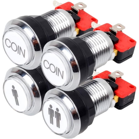 XYCCA 4X Arcade Buttons LED Chrome Plated 5V LED Illuminated Push ...