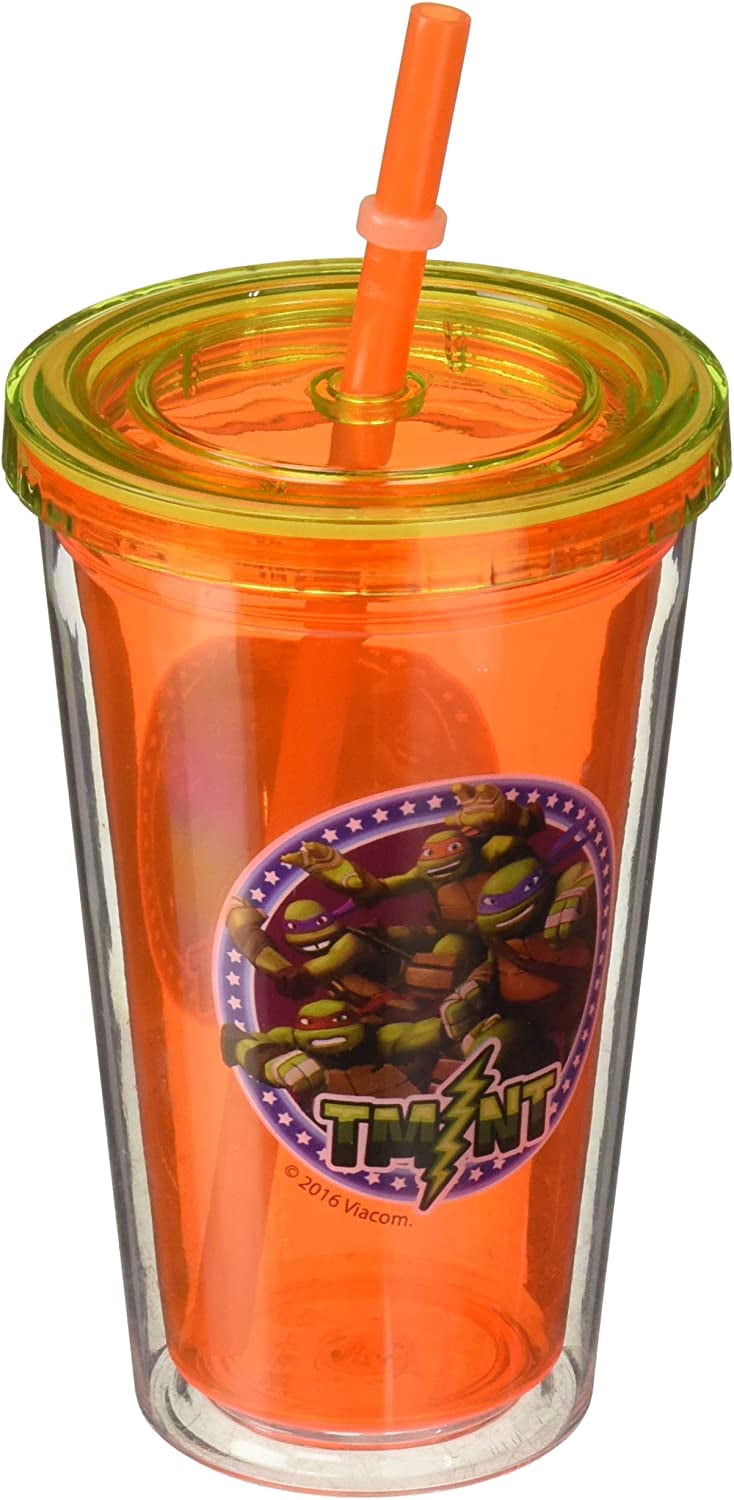 Nickelodeon Double Wall Tumbler TMNT 12oz Lid and Straw - Walmart.com