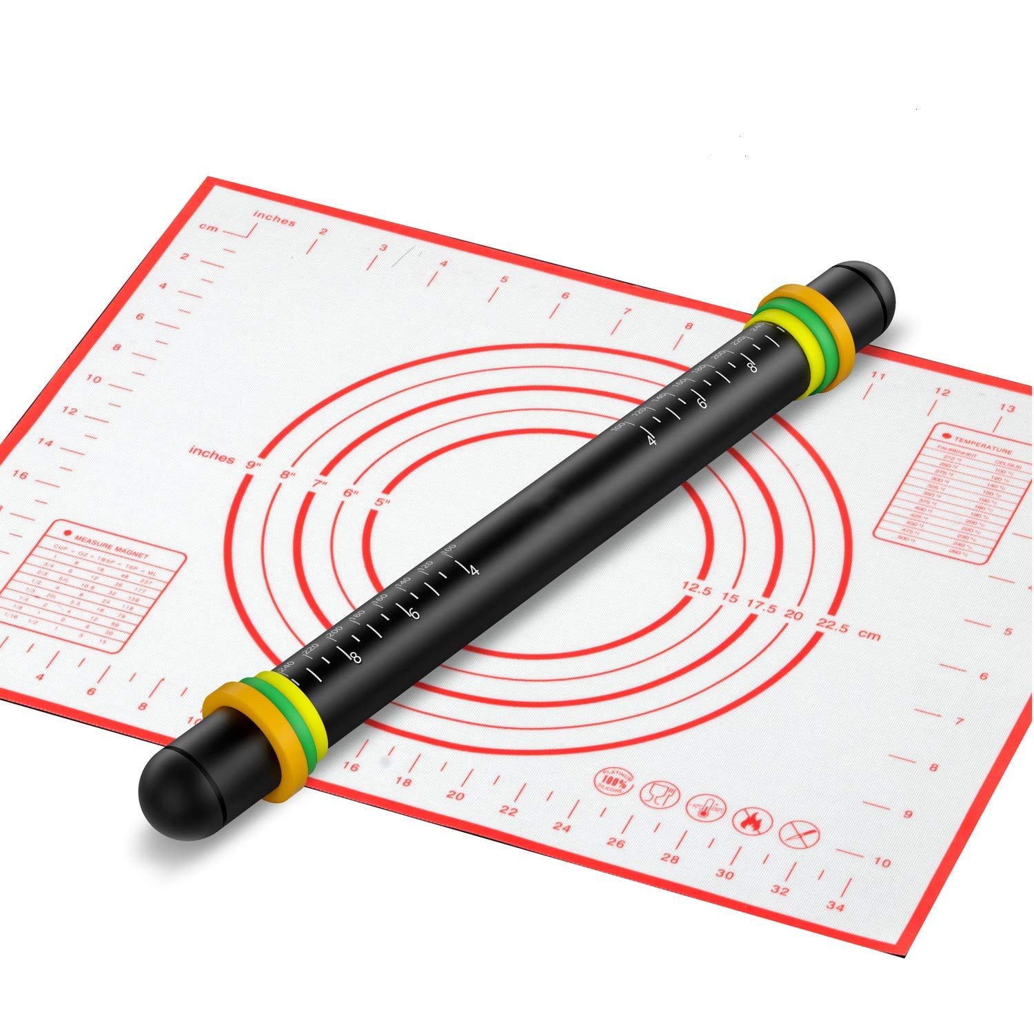 Coolmade Rolling Pin - Adjustable Stainless Steel Rolling Pin with 3 ...