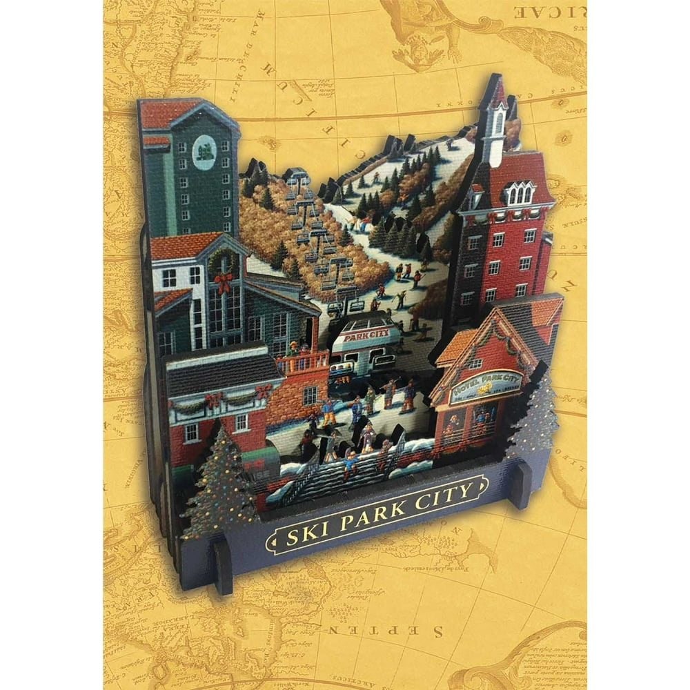 Dowdle Folk Art Ski Park City By Artist Eric Dowdle 6 Piece 3D Jigsaw ...