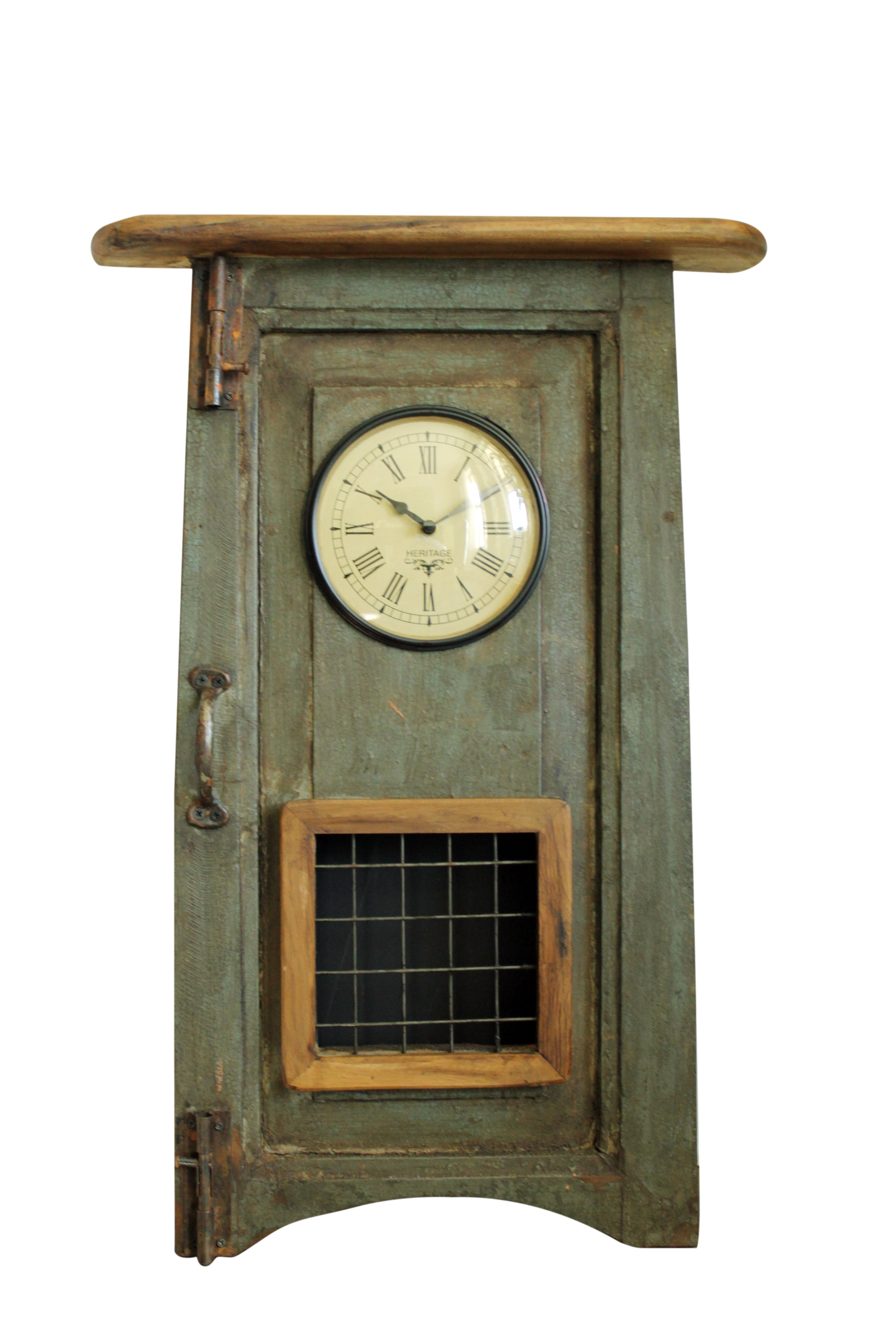 Wooden Wall Clock with Pendulum made from Recycled Wood, Pickle Green ...