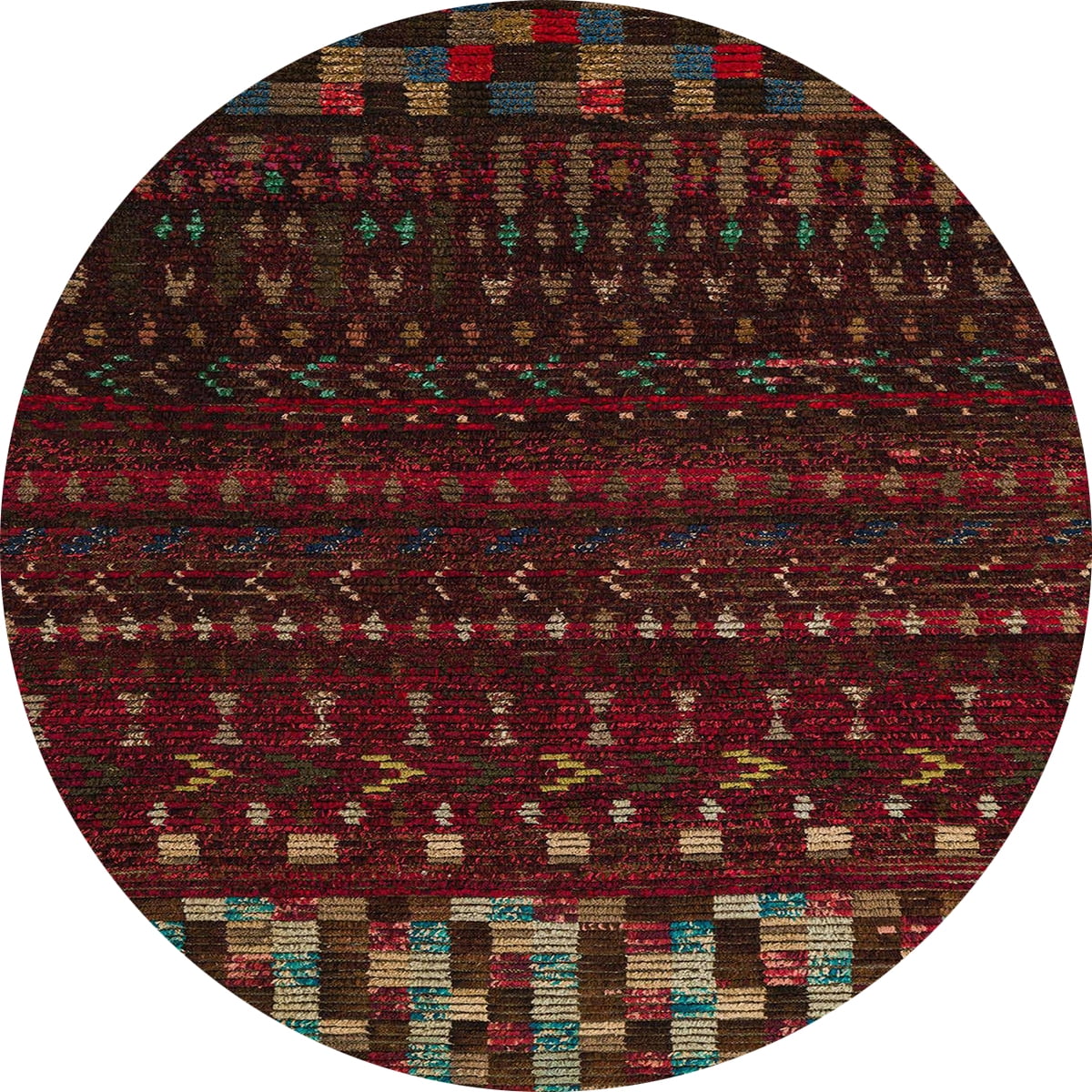 Ahgly Company Indoor Round Abstract Reddish Brown Abstract Area Rugs, 8 ...