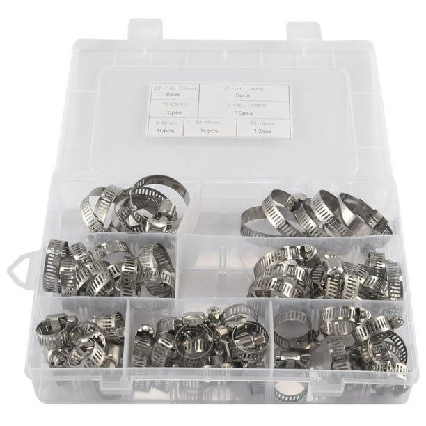 Symkmb 60-Piece Hose Clamp Set, 8-38 mm Pipe Clamps Made of 201 ...